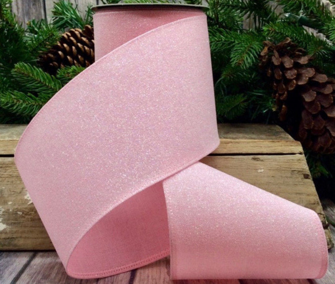 D Stevens, 10 Yards, 4 Inch Wired Ribbon, Stardust Ribbon, Pink Glitter ...