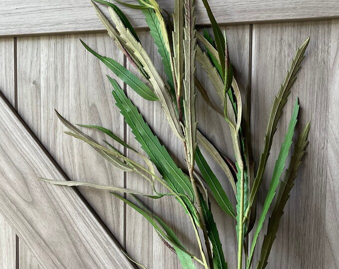 42 Faux Leaf Bush, Banksia Leaf Spray, Faux Leaf Bush, Green Leaf Spray ...