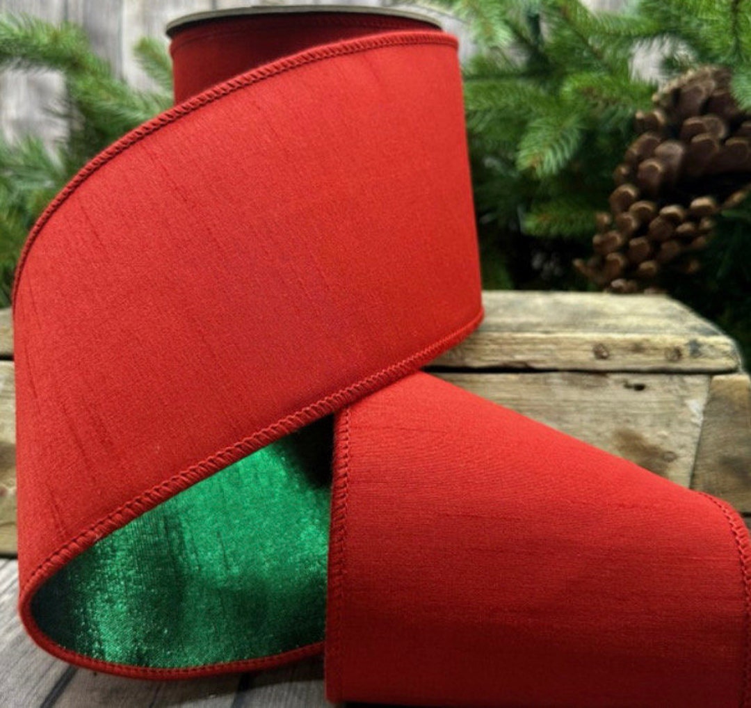 D Stevens, 10 Yards, 4 Inch Wired Ribbon, Double Sided Ribbon, Red ...