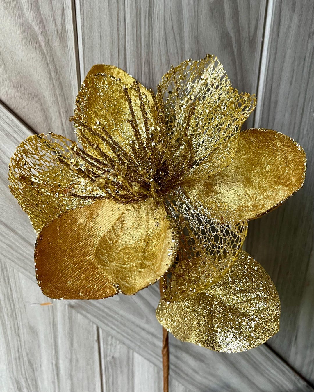 8" Magnolia, Gold Sequin Magnolia, Glitter Magnolia, Gold Magnolia ...