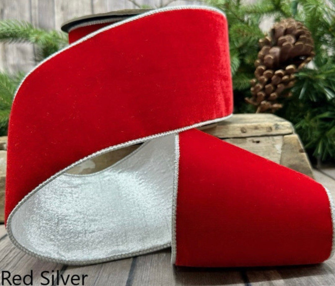 D Stevens, 10 Yards, 4 Inch Wired Ribbon, Red Velvet Ribbon, Red Ribbon ...