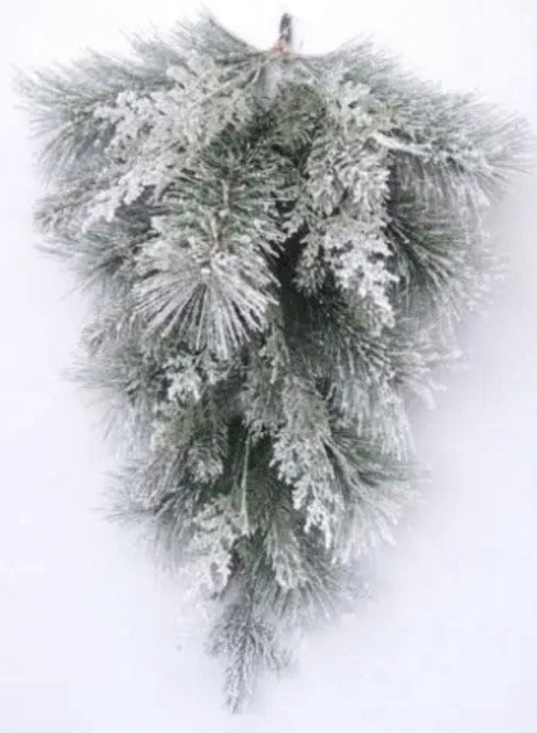 Flocked Pine Swag, Snowy Long Needle Teardrop, 22 Inch - Etsy