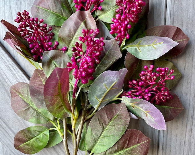 22 Faux Seed Bush, Hot Pink Seed Bush, Pink Seed Spray, Faux Seed Spray ...