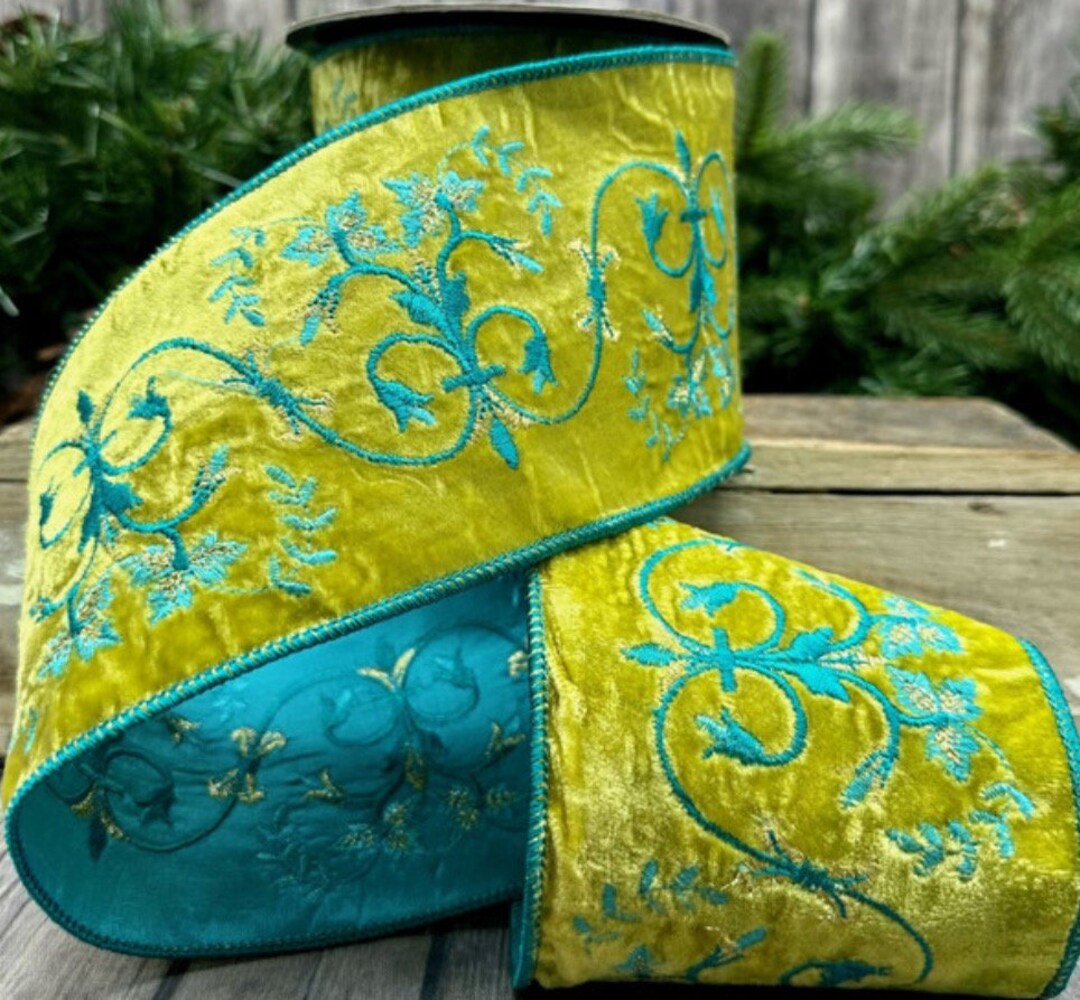 D Stevens, 5 Yards, 4 Inch Wired Ribbon, Gold Velvet Ribbon ...