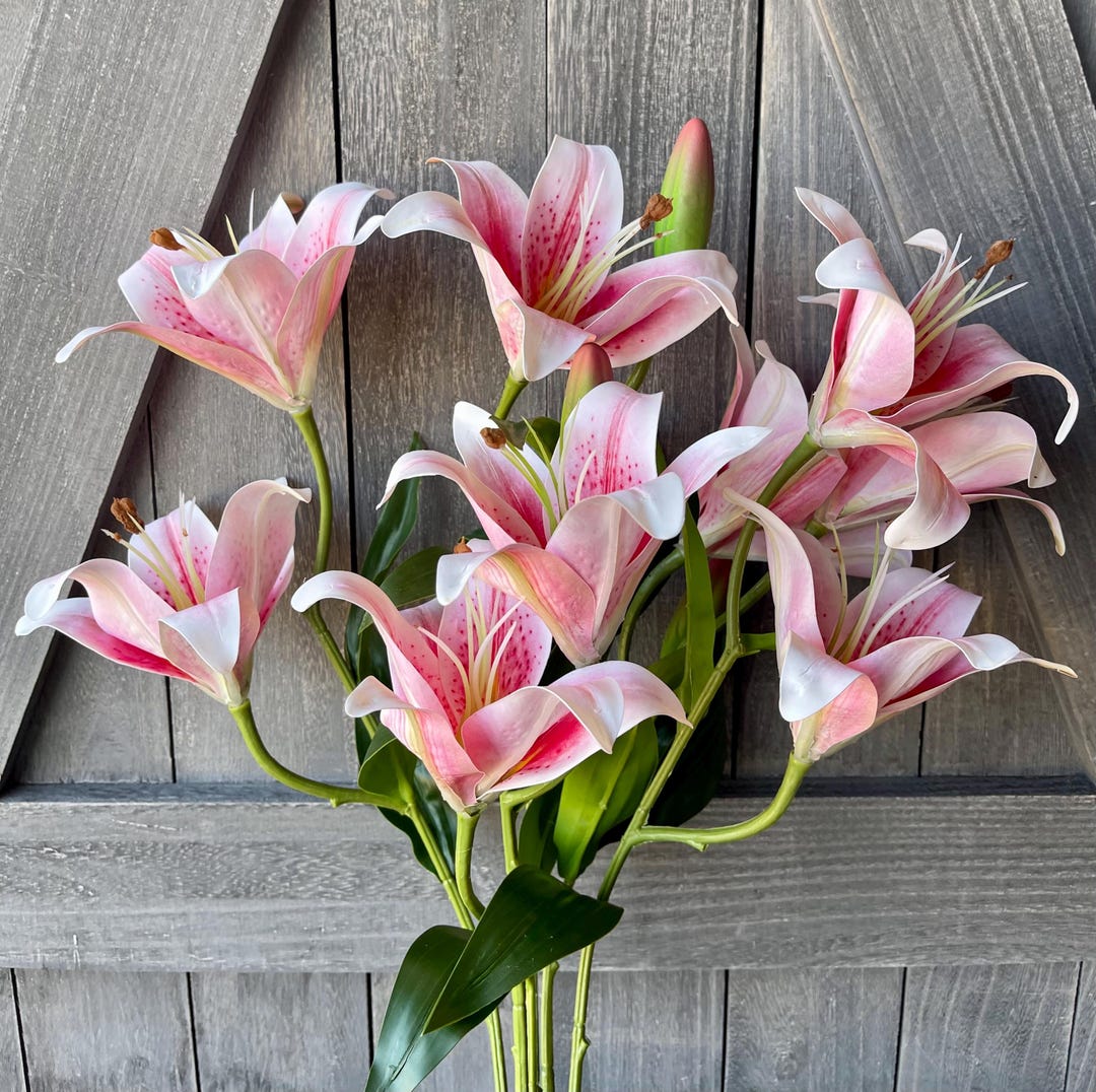 20" Rubrum Lily, Realtouch Lily Bush, Rubrum Lily Spray, Faux Lily Bush ...