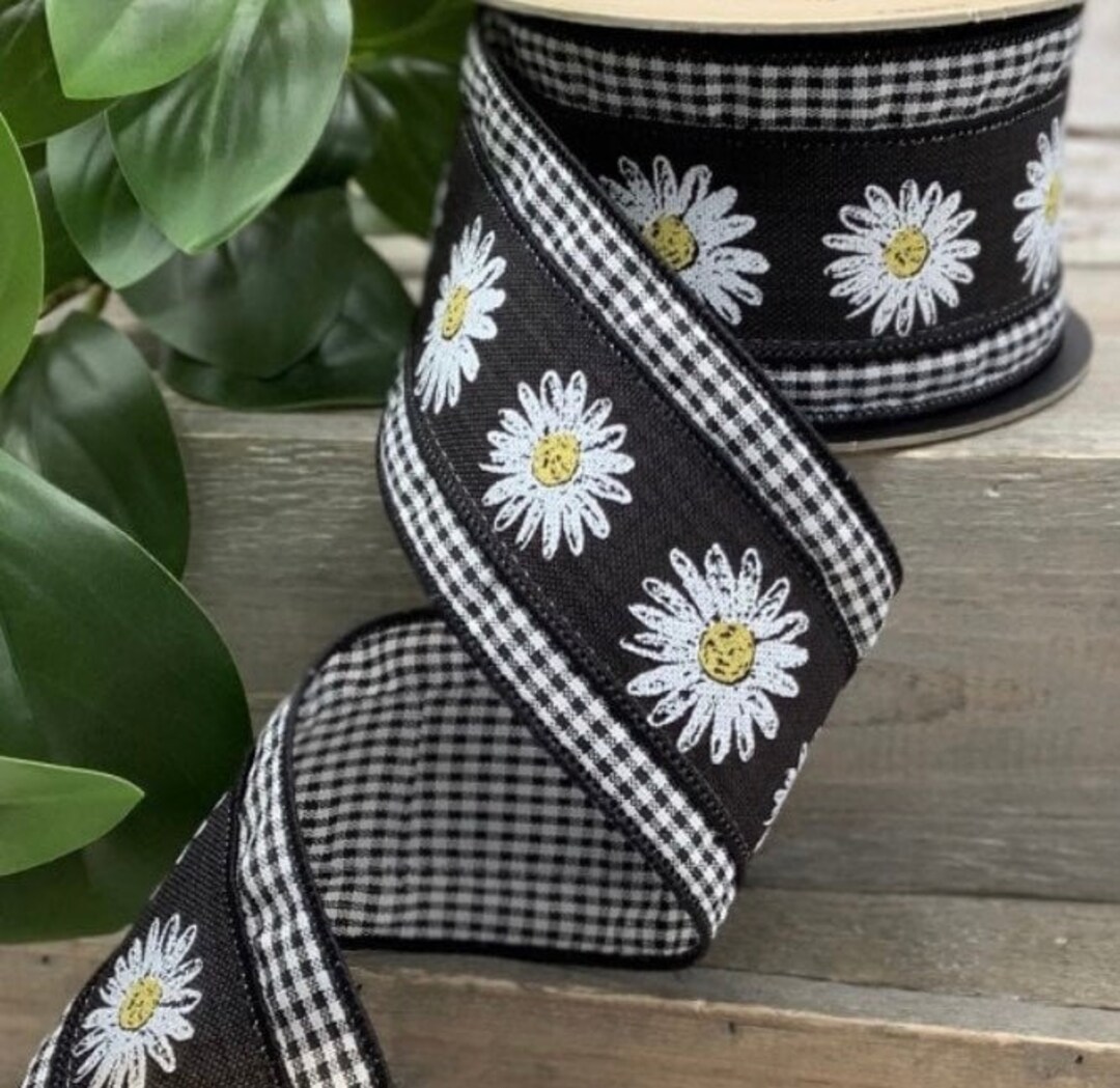 D Stevens, 10 Yards, 2.5 Inch Wire Ribbon, Daisy Wired Ribbon ...
