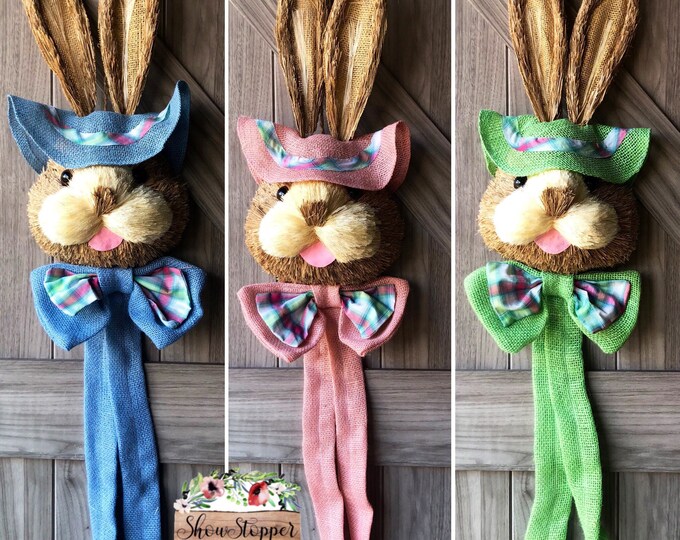 35" Sisal Bunny, Sisal Bunny Head, Bunny Head, Sisal Rabbit Head, Pink ...