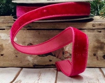 10 Yards 3/4 Inch Hot Pink Velvet Luster Wired Ribbon - Etsy