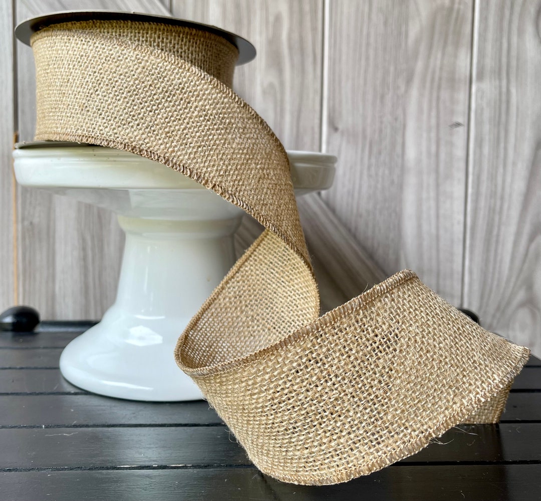 D Stevens, 10 Yards, 2.5 Inch Wire Ribbon, Natural Burlap Ribbon, Jute ...