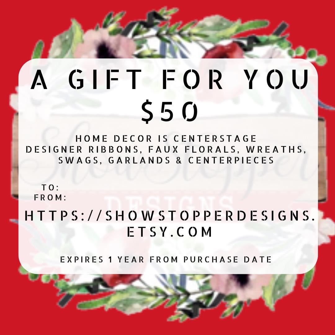 E Gift Card, 50 Gift Card, E Gift Certificate, Ribbon Gift Card ...