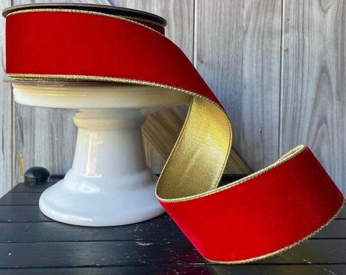 D Stevens, 10 Yards, 2.5 Inch Wired Ribbon, Red Velvet Ribbon, Red Hot ...