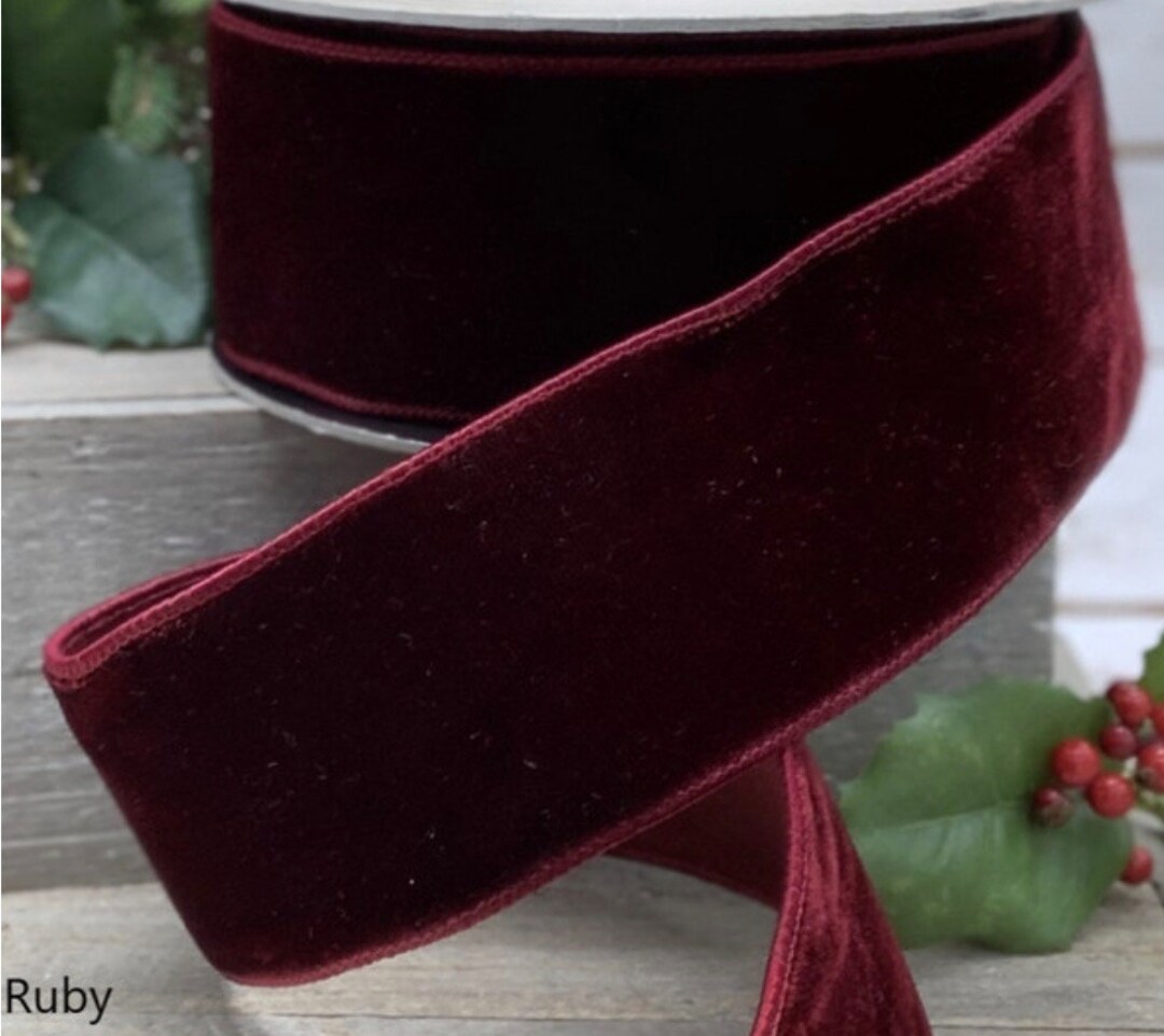 D Stevens, 10 Yards, 2.5 Inch Wired Ribbon, Ruby Velvet Ribbon ...