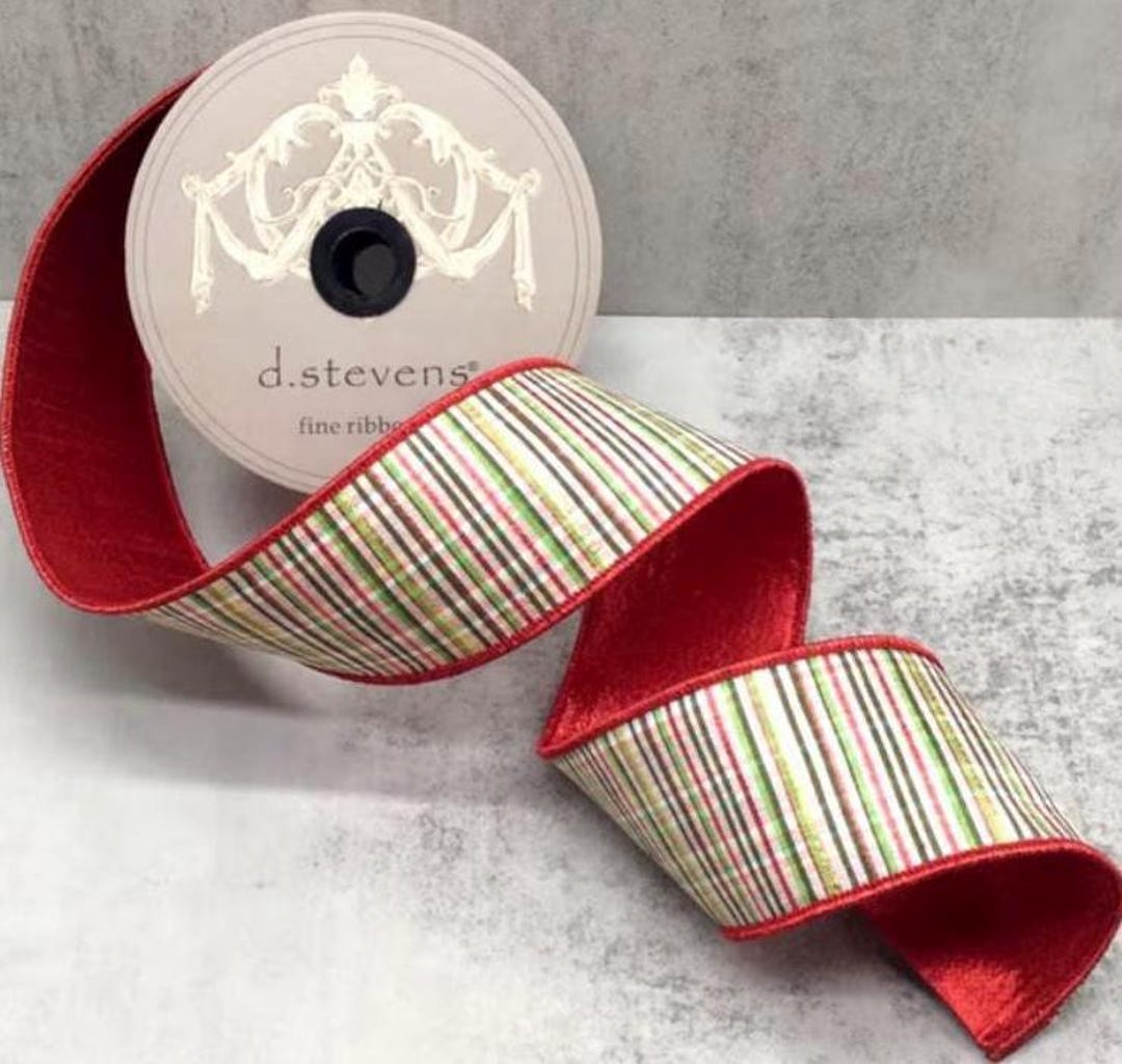 D Stevens, 10 Yards, 2.5 Inch Wired Ribbon, Holiday Plaid Ribbon, Red ...