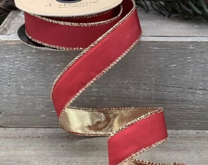 D Stevens, 10 Yards, 1 Inch Wired Ribbon, Taffeta Ribbon, Red Ribbon ...
