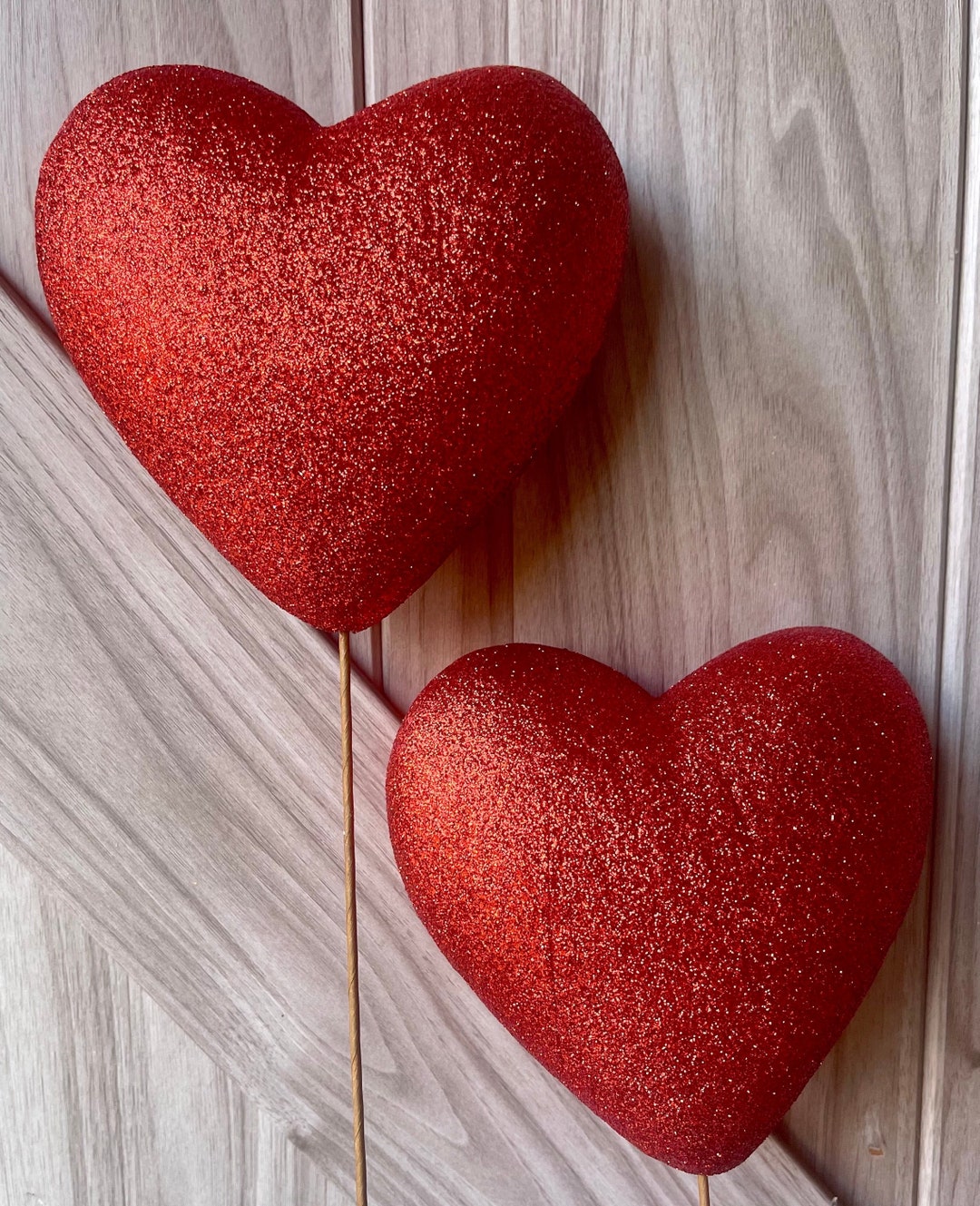 SET OF 2, 5 Red Heart, Red Heart Pick, Red Heart, Glitter Pick, Red ...