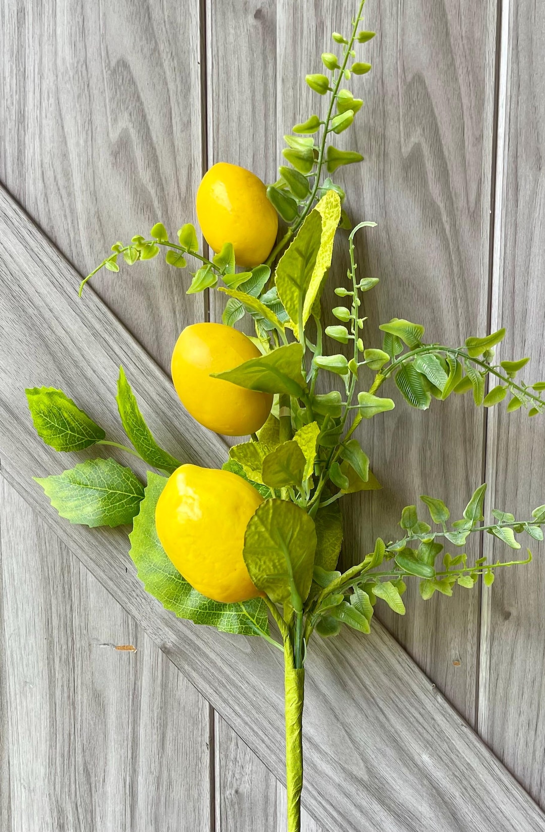 SET OF 2, Faux Lemon Bush, Faux Lemon Spray, Faux Lemon Pick, Lemon ...