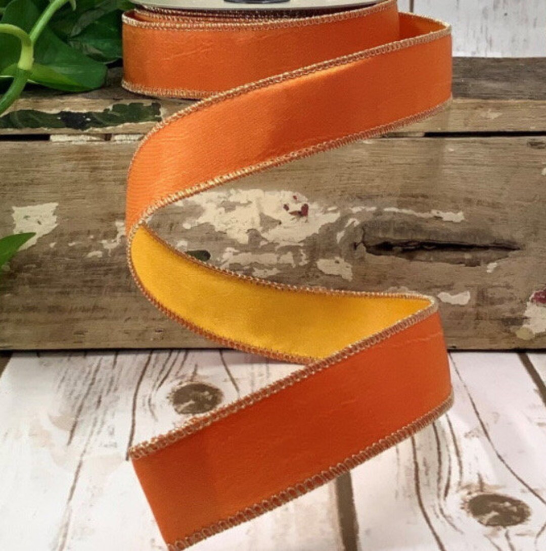 D Stevens, 10 Yards, 1 Inch Wired Ribbon, Taffeta Ribbon, Orange Ribbon ...