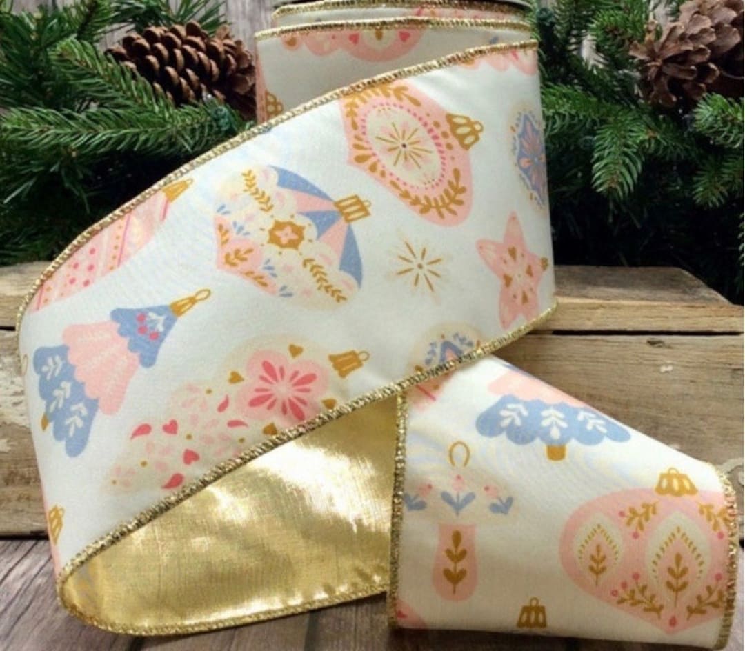 D Stevens, 10 Yards, 4 Inch Wired Ribbon, Scandinavian Ribbon, Ornament ...