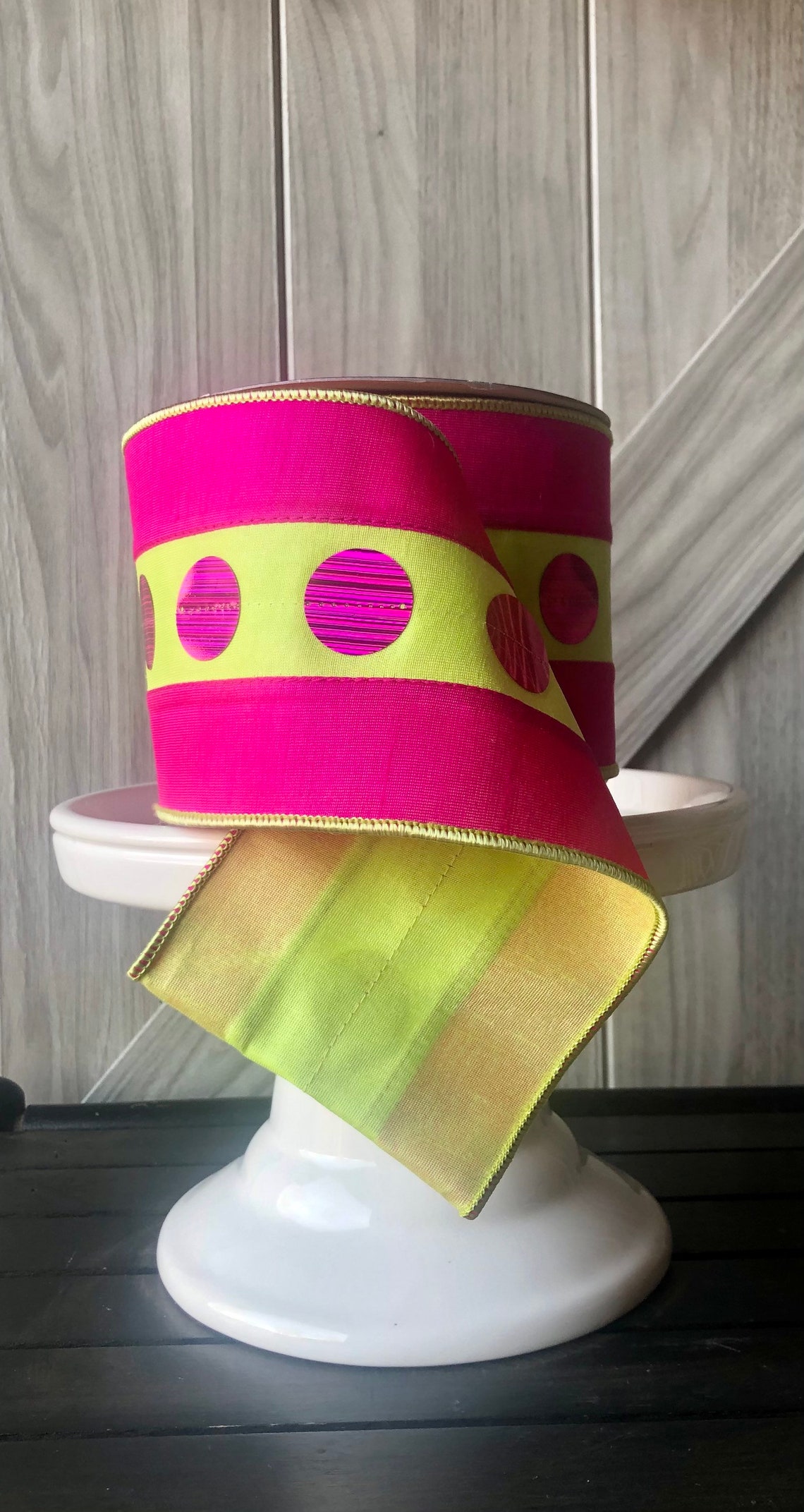 10 Yards 4 Inch Wired Ribbon Stripe Ribbon Hot Pink Ribbon | Etsy