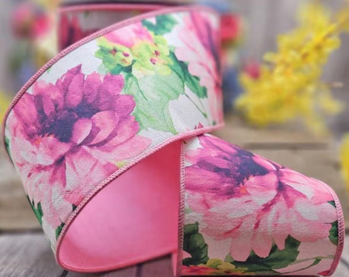 D Stevens, 10 Yards, 4 Inch Wire Ribbon, Peony Pink Ribbon, Fuschia ...