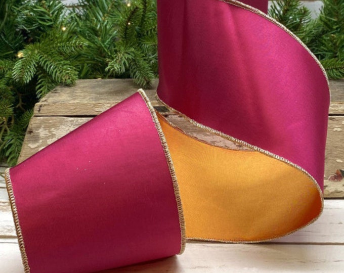 D Stevens, 10 Yards, 4 Inch Wire Ribbon, Taffeta Ribbon, Hot Pink ...