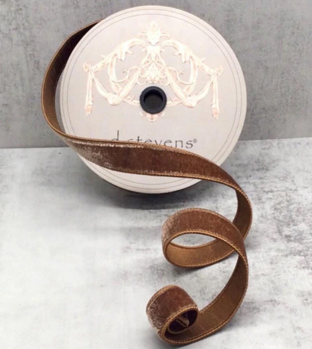 D Stevens, 10 Yards, 1 Inch Wired Ribbon, Velvet Walnut Ribbon, Brown ...
