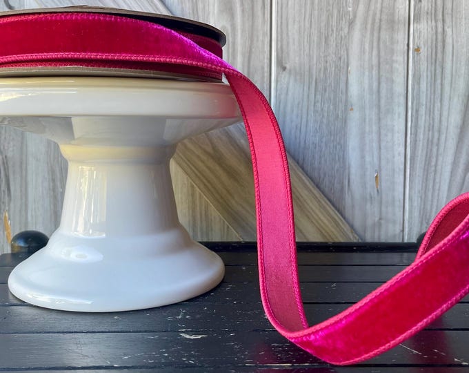D Stevens, 10 Yards, 1 Inch Wire Ribbon, Velvet Wire Ribbon, Hot Pink ...