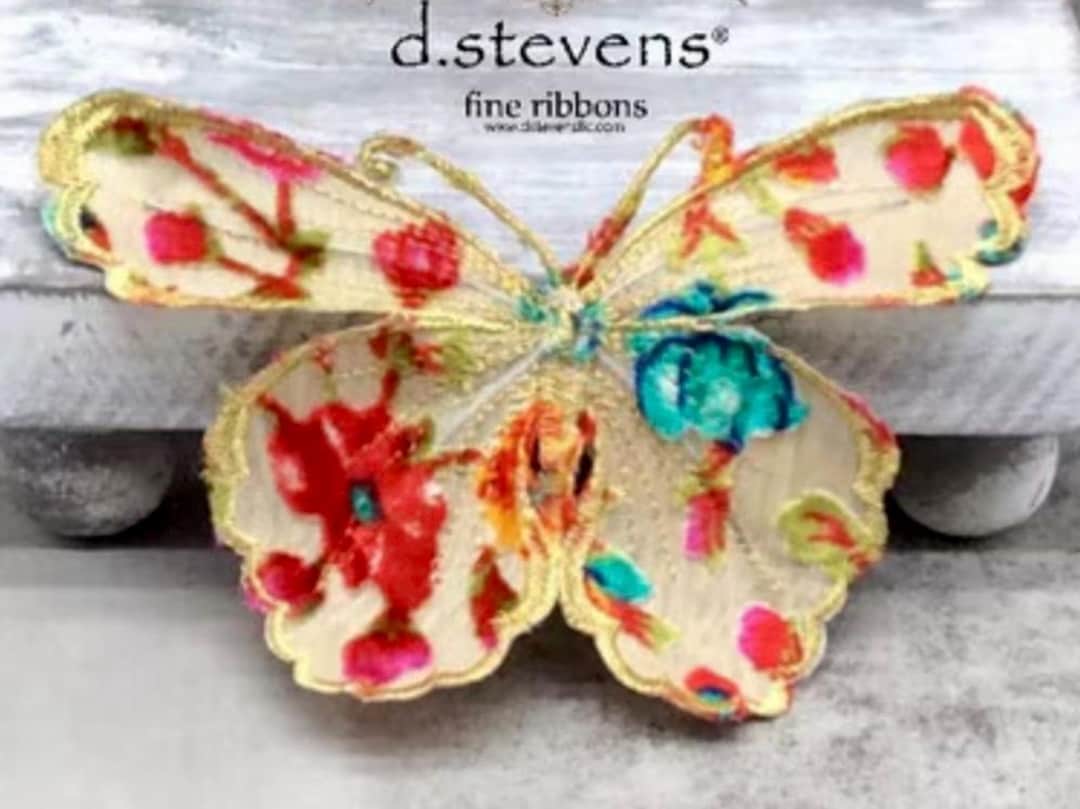 Set of 2, 6" Butterfly, Floral Butterfly, Butterfly Decor, Yellow ...