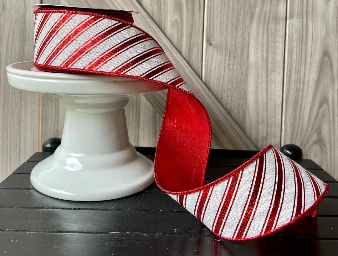 RAZ Imports, 10 Yards, 2.5 Inch Wired Ribbon, Diagonal Stripe Ribbon ...