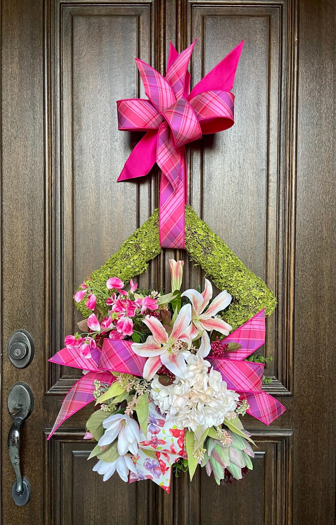 Floral Door Wreath, Lily Door Wreath, Floral Square Wreath, Floral Door ...