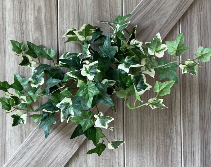 Set of 2, Faux English Ivy, Varigated Ivy Bush, Mini Ivy Spray, Faux ...