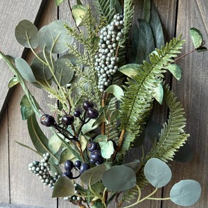 20" Eucalyptus, Mix Greenery Spray, Faux Eucalyptus Bush, Mix Blueberry ...