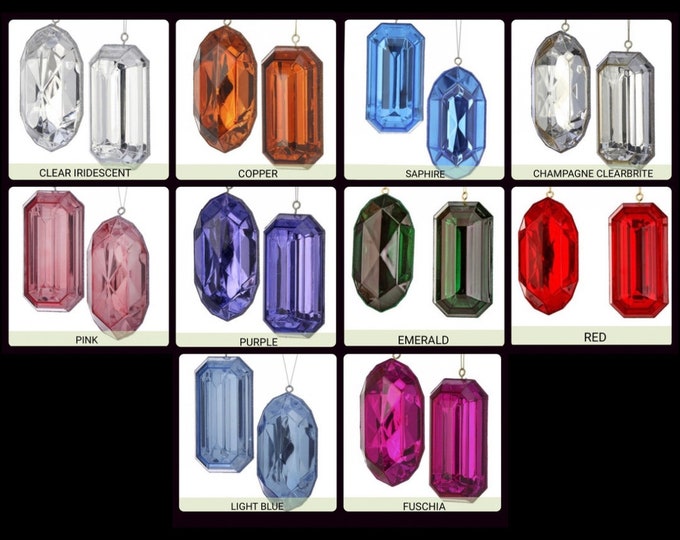 5" Oblong Gem, 5 Inch Rectangle Gem, Gem Ornament, Jeweled Ornament ...