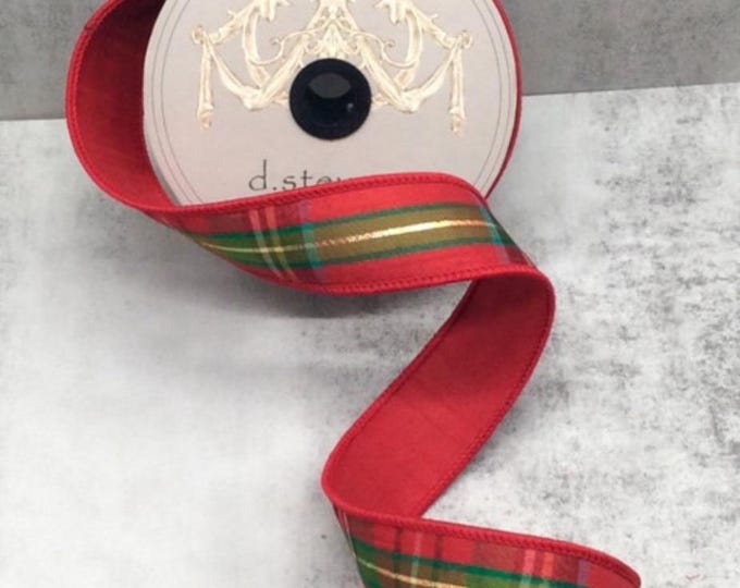 D Stevens, 10 Yards, 1.5 Inch Wired Ribbon, Juniper Plaid Ribbon, Plaid ...