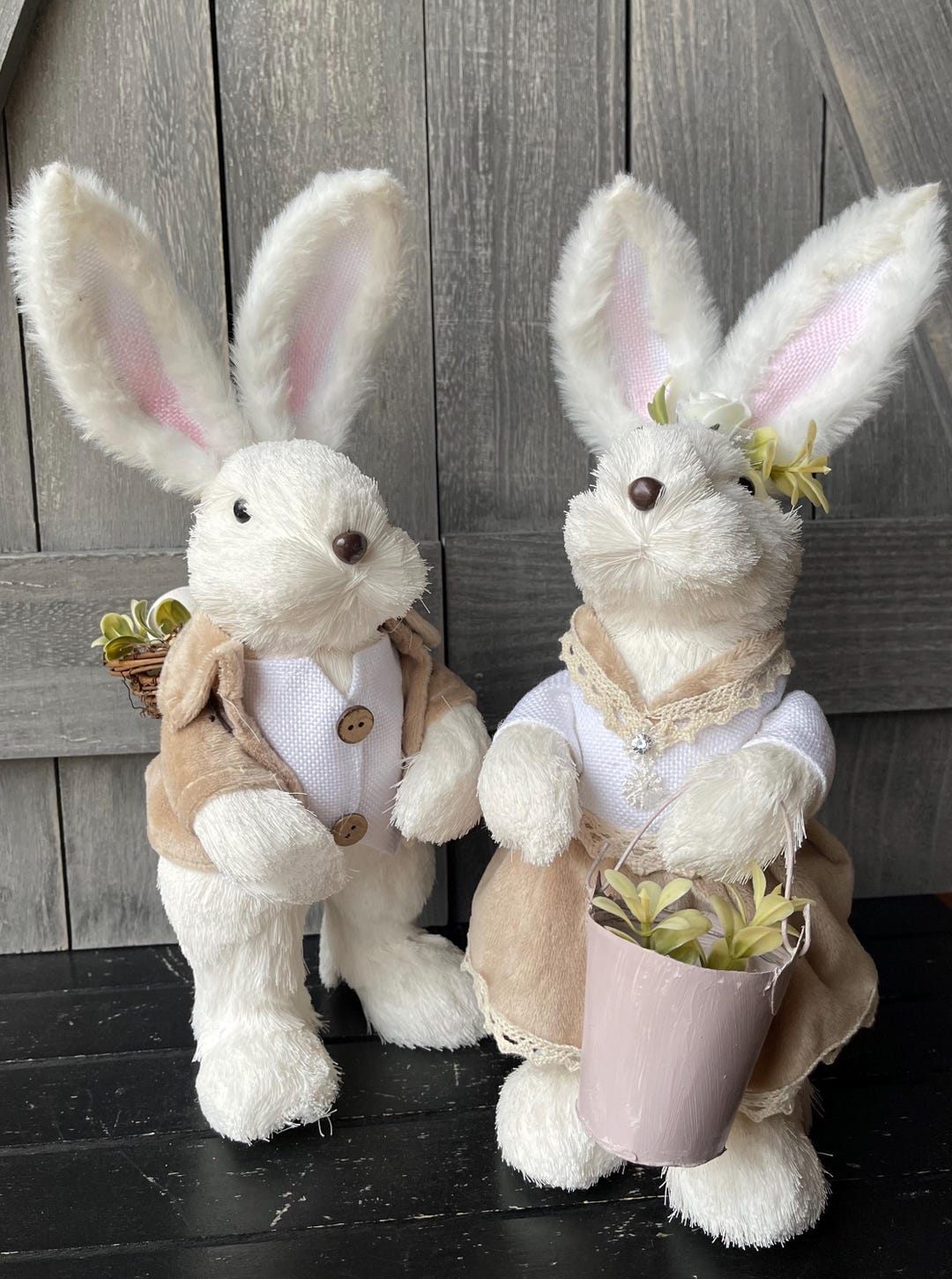 Regency, 12" Bunny Rabbit, Standing Bunny, Sisal Bunny Rabbit, White ...