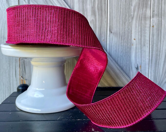 D Stevens, 10 Yards, 2.5 Inch Wired Ribbon, Pink Pleated Ribbon, Hot ...