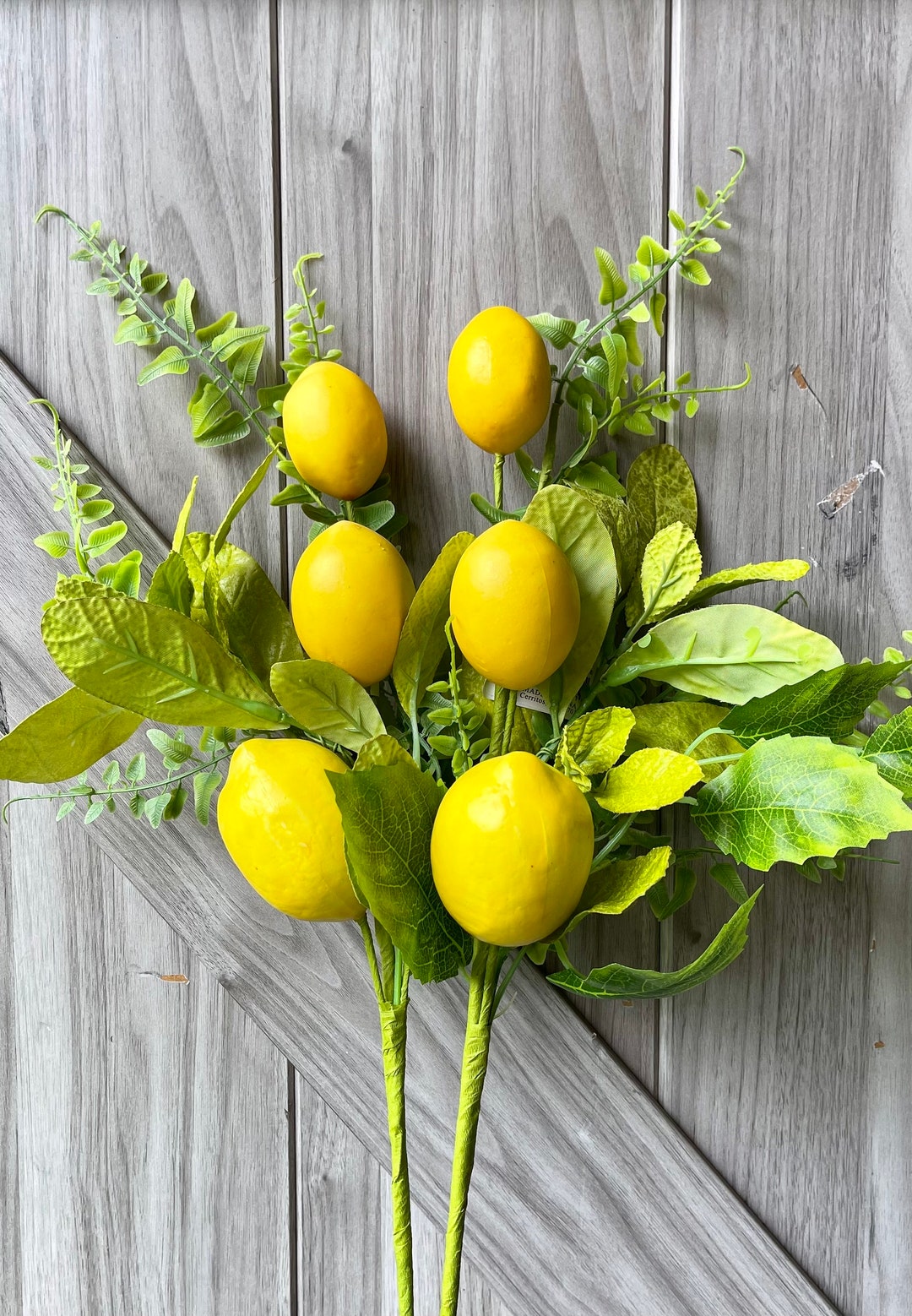 SET OF 2, 18 Lemon Spray, Faux Lemon Bush, Faux Lemon Spray, Faux Lemon ...