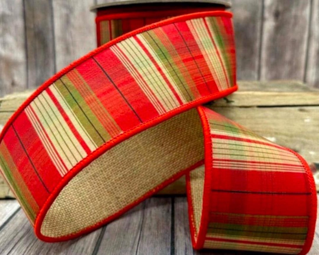 D Stevens, 10 Yards, 2.5 Inch Wired Ribbon, Nutcracker Ribbon, Plaid ...