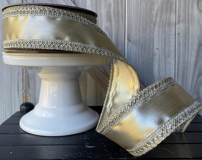 D Stevens, 10 Yards, 2.5 Inch Wired Ribbon, Braided Edge Ribbon ...