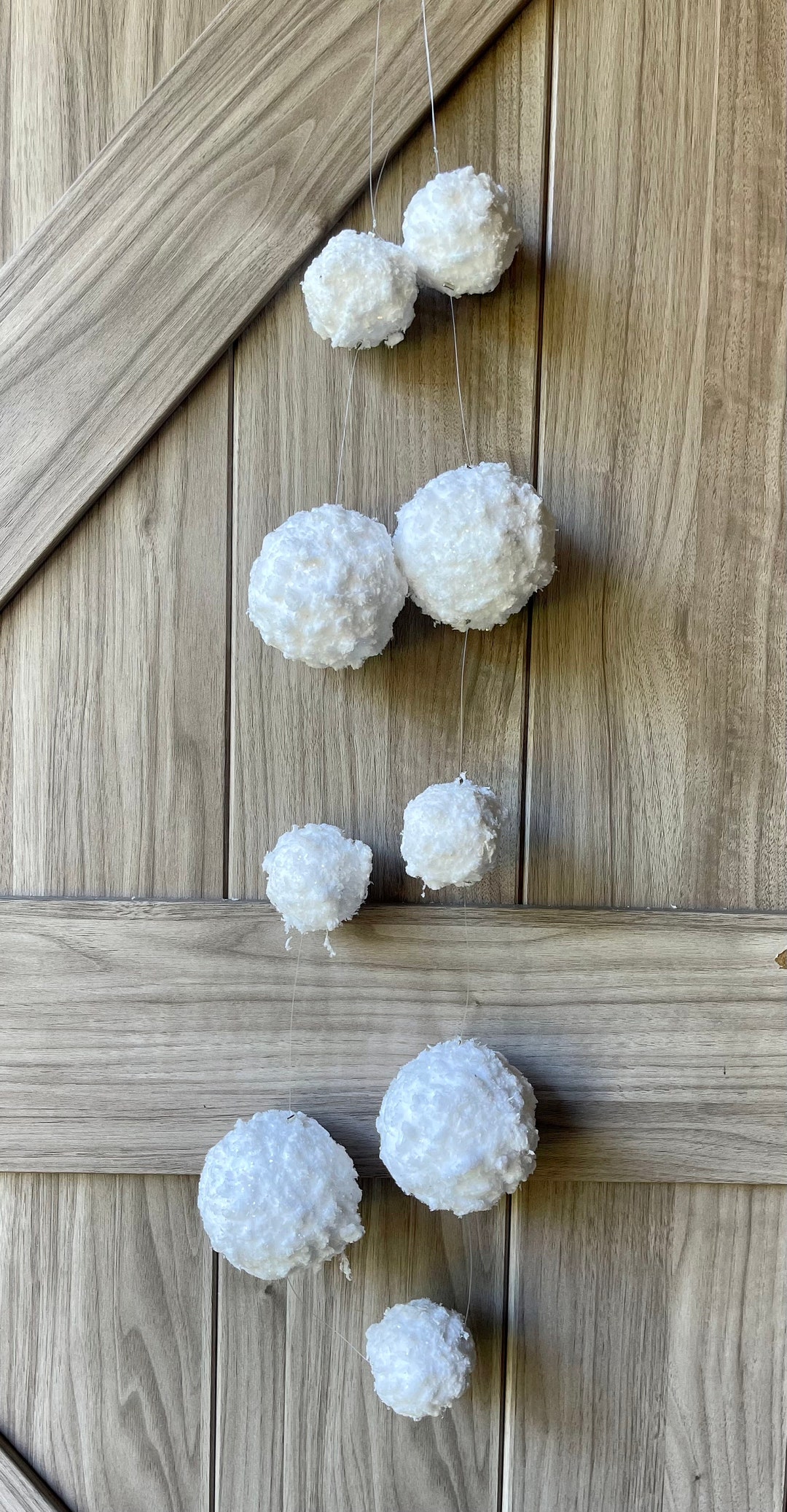 White Glitter Snowball Garland: 4ft Winter Holiday Decor - Etsy