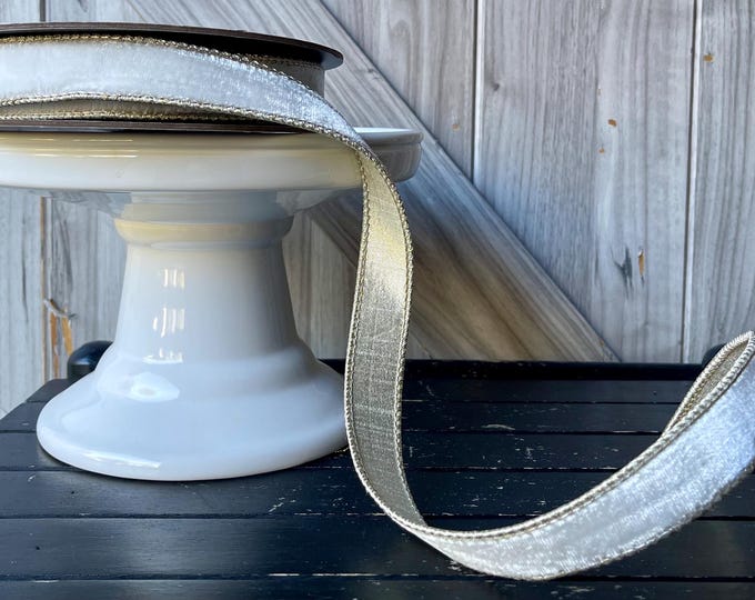 D Stevens, 10 Yards, 1 Inch Wired Ribbon, Winter White Ribbon, Velvet ...