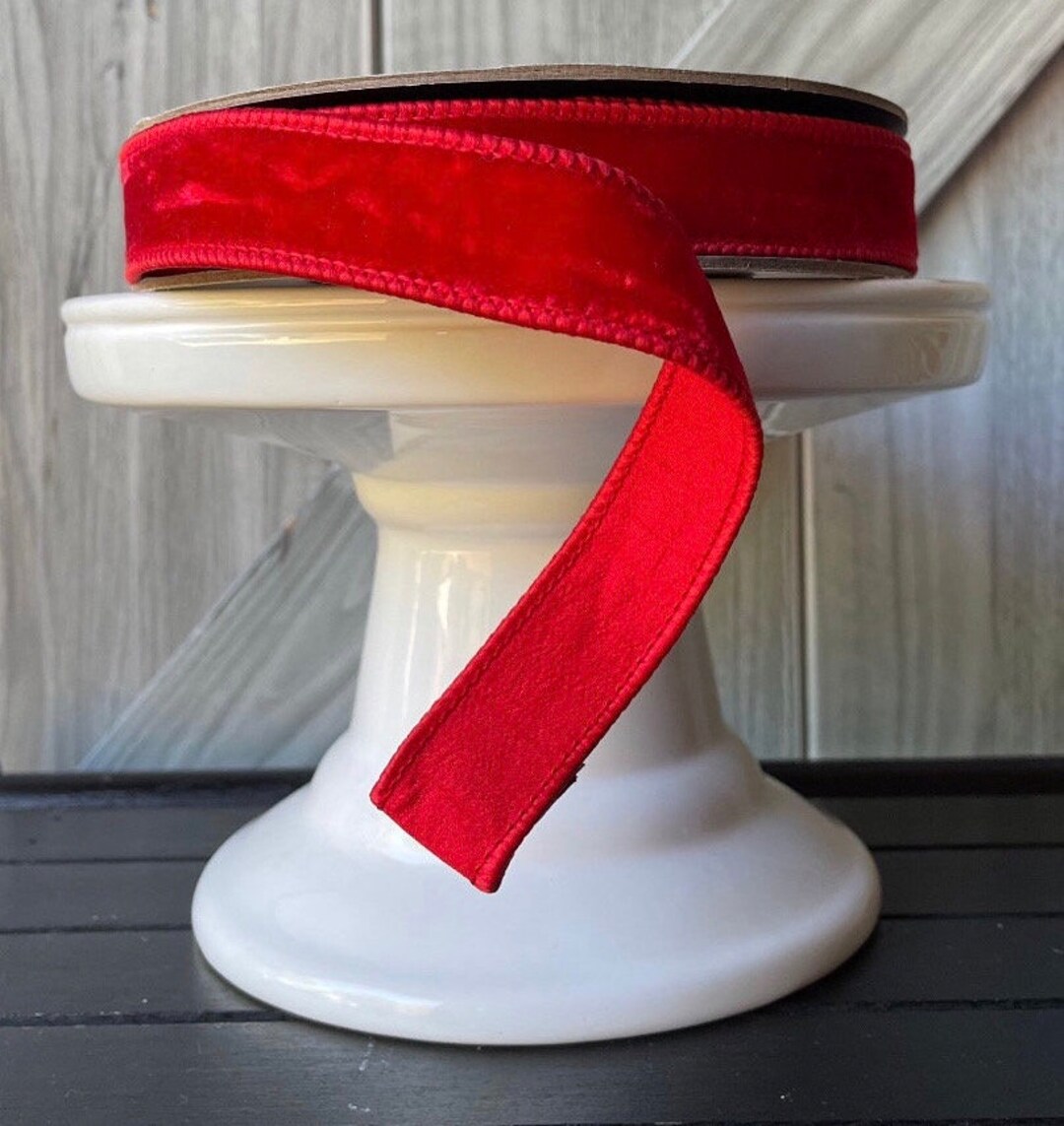 D Stevens, 10 Yards, 1 Inch Wired Ribbon, Red Velvet Ribbon, Red Wire ...