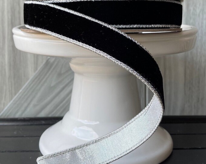 D Stevens, 10 Yards, 1 Inch Wire Ribbon, Black Velvet Ribbon, Velvet ...
