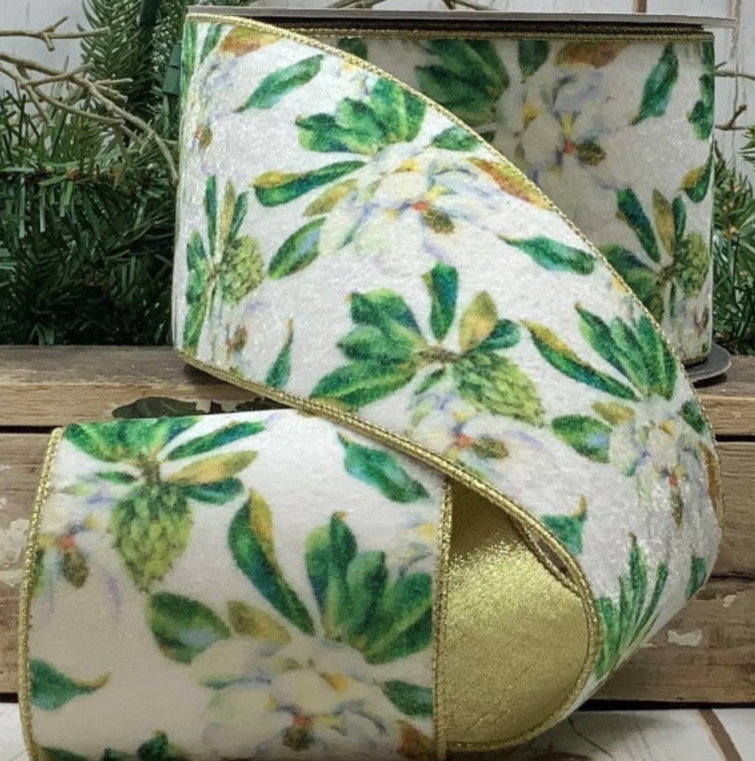 D Stevens, 10 Yards, 4 Inch Wired Ribbon, Magnolia Ribbon, Velvet ...