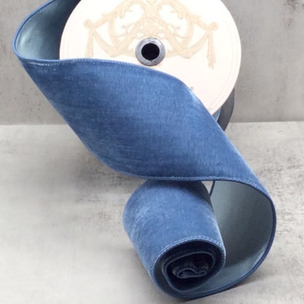 4 Inch Wired Blue Ribbon - Etsy