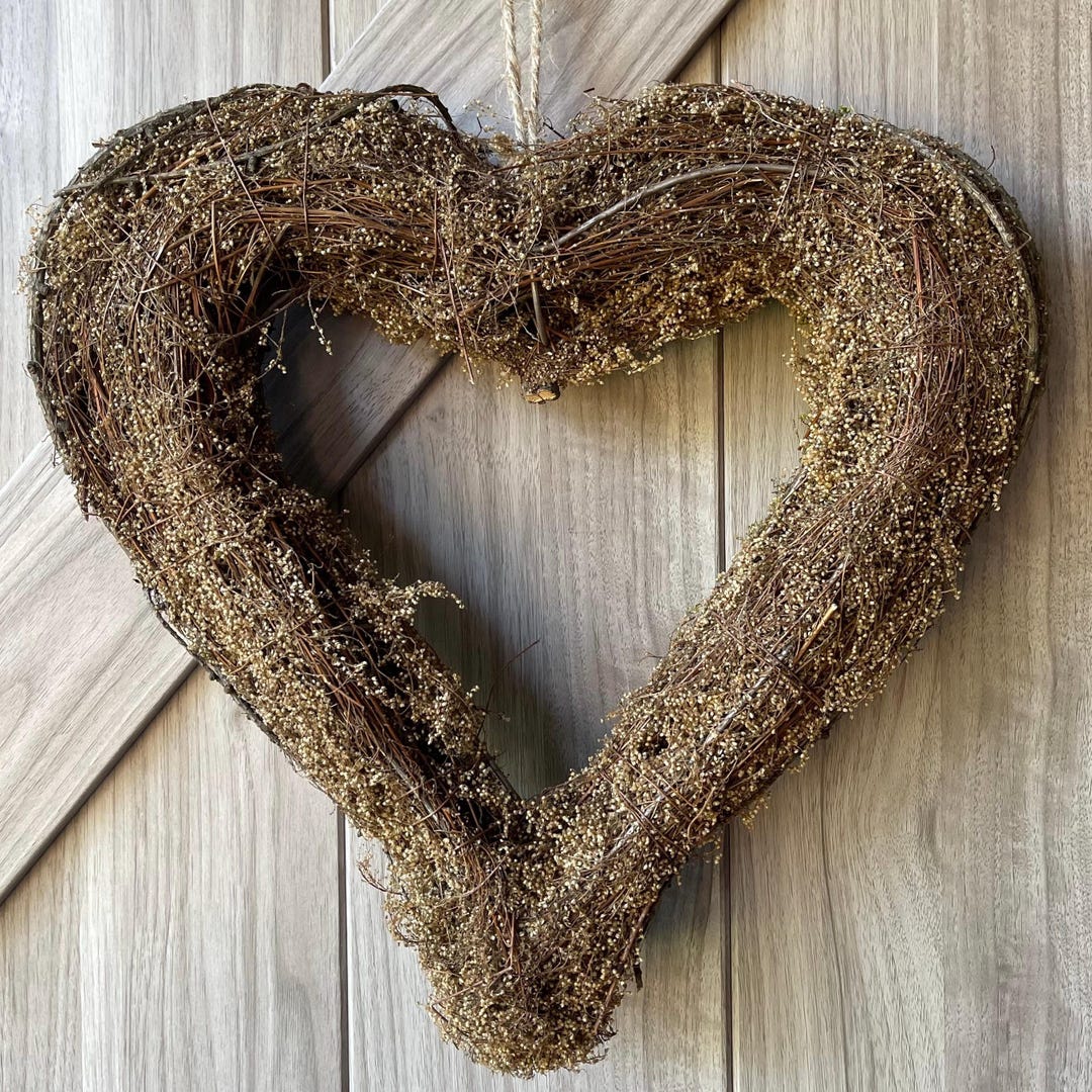 13 Inch Heart Wreath, Grapevine Wreath, Twig Heart Wreath, Heart Decor ...