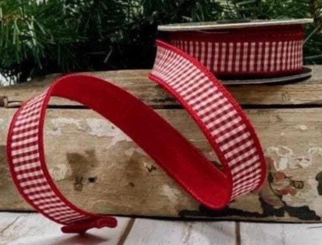 D Steven, 10 Yards, 1 Inch Wired Ribbon, Mini Check Ribbon, Check ...