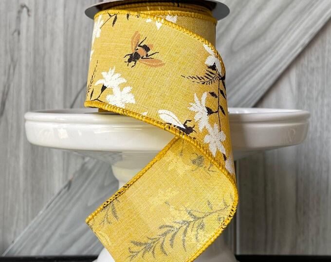 10 Yards 2.5 Inch Wired Ribbon Bee Ribbon Floral Wired - Etsy