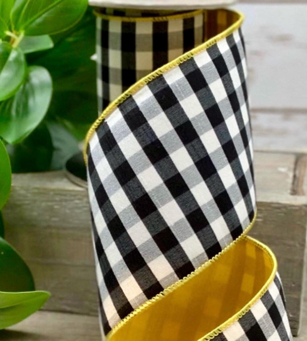 D Stevens, 10 Yards, 4 Inch Wired Ribbon, Buffalo Check Ribbon, Check ...
