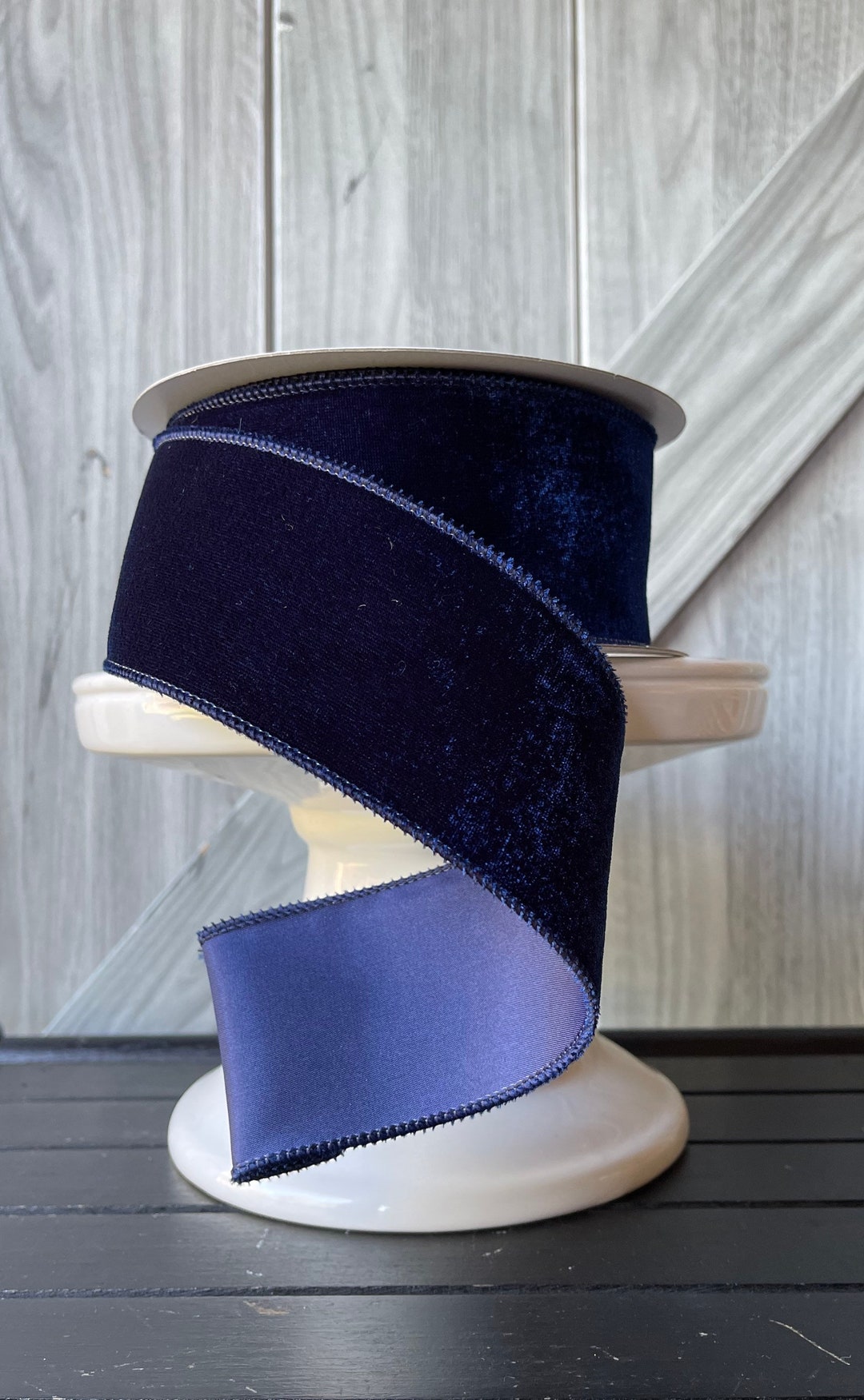 Farrisilk, 10 Yards, 2.5 Inch Wired Ribbon, Navy Blue Ribbon, Blue ...